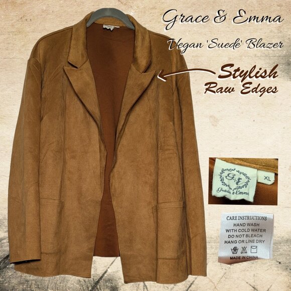 Grace And Emma | Jackets & Coats | Grace Emma Womens Warm Brown Vegan ...